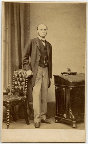 Young Man near writing table , Vintage CDV Photo by Stuart, Glasgow ...