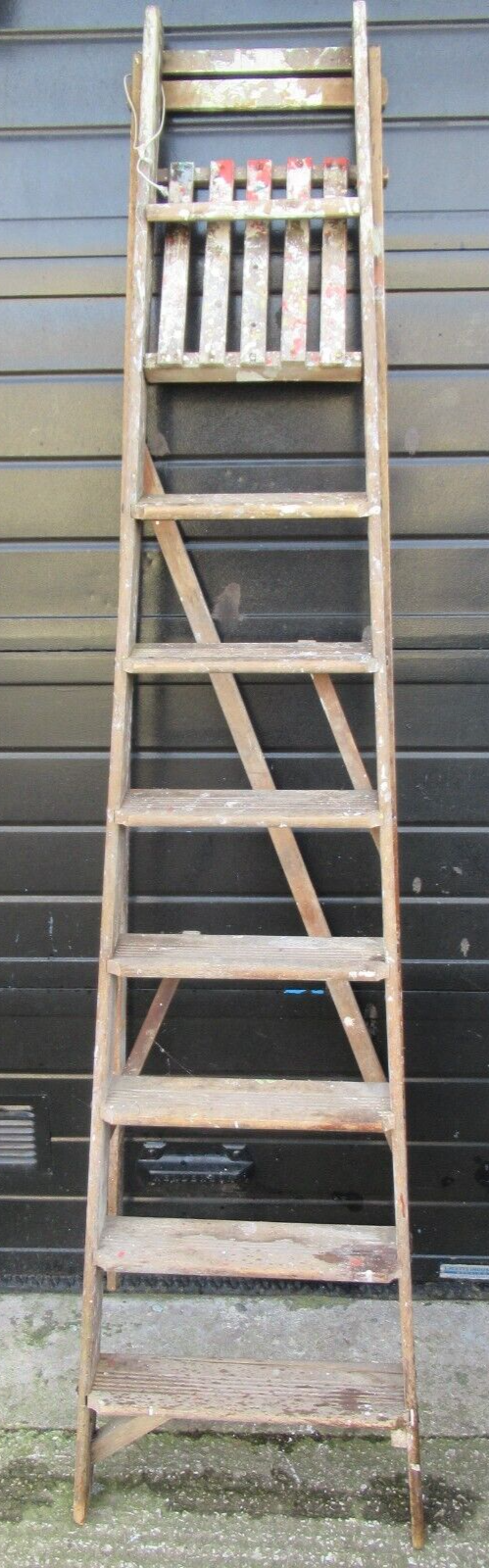 Vintage large Retro wooden step ladder. 9 x steps | eBay UK