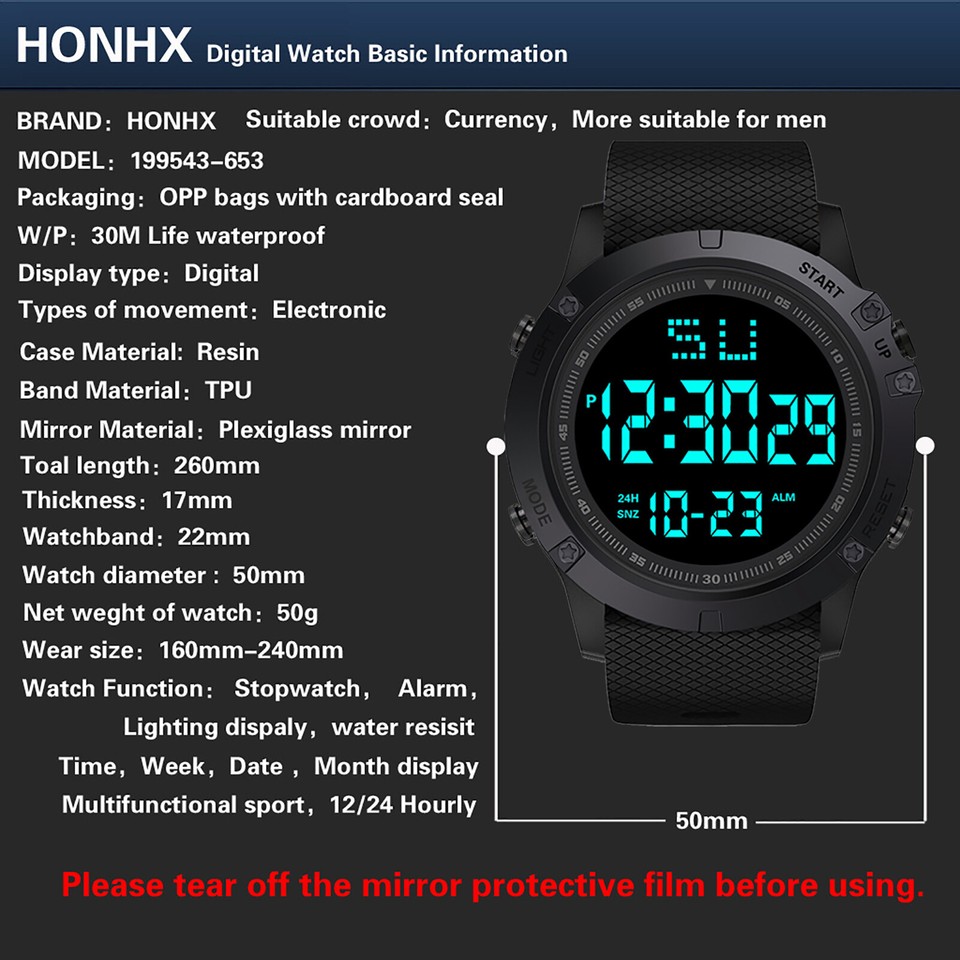 Men Digital Sports Watch Tactical Military LED Backlight Wristwatch ...