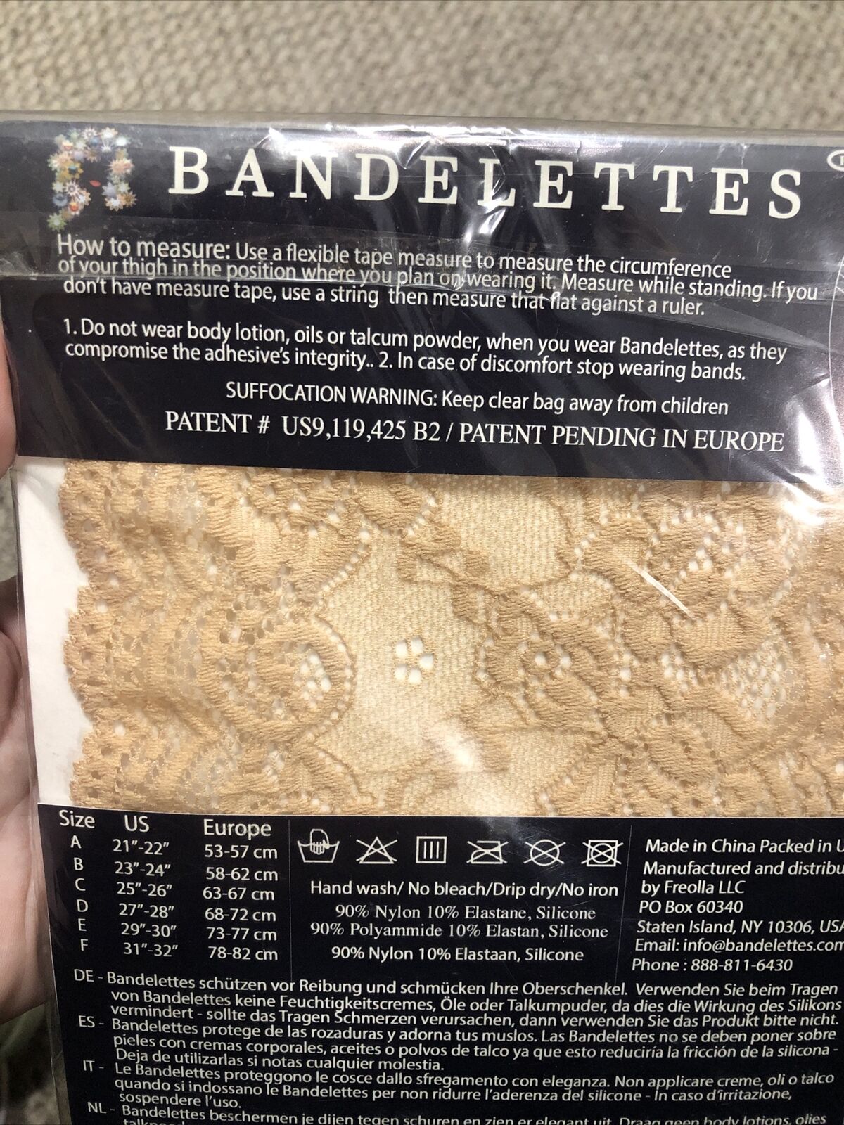 Bandelettes Anti Chafing Thigh Bands Beige Onyx Size D One Pair 27 28