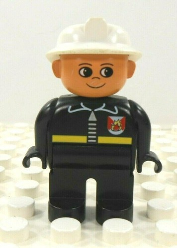 Lego Duplo Figure Fireman white helmet black vintage (approx. 2001) | eBay
