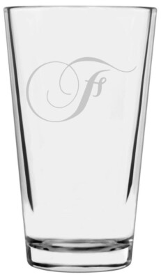 16oz Chopin Script Cursive F Monogram Pint Drinking Glass | eBay