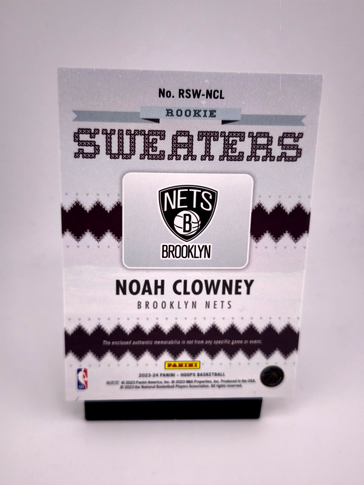 Noah Clowney RC SWEATERS PATCH 2023-24 Panini Hoops NBA Brooklyn Nets ...