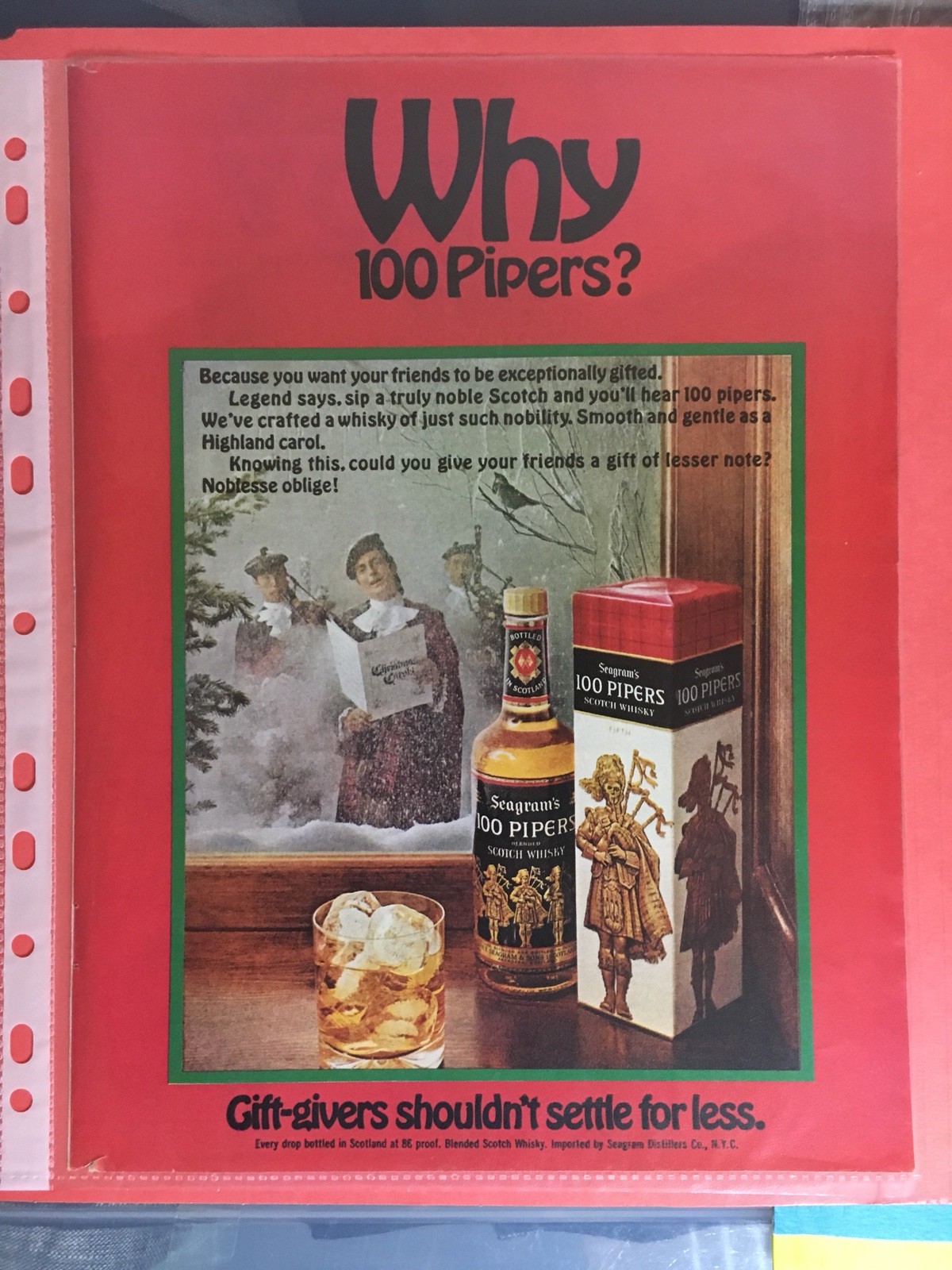 1968 100 Pipers Seagrams Scotch Whiskey Shouldn’t Settle For Less Photo ...