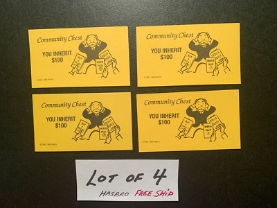 Monopoly 1996 YOU INHERIT $100 Community Chest Card LOT OF 4 Free ...