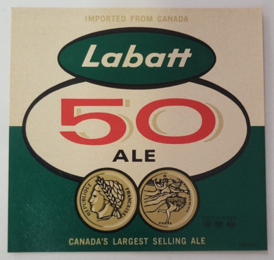 Labatt 50 Ale Beer Label Imported From Canada Labatt's | eBay