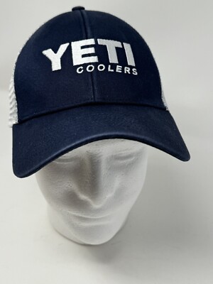 YETI Coolers Embroidered Trucker Snapback Baseball Hat Cap Navy Blue ...