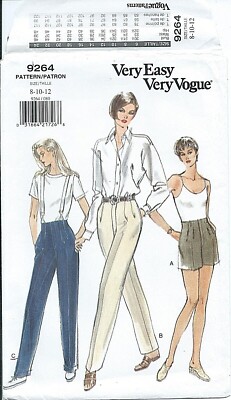 Vogue 9264 sew EASY pattern micro mini SHORTS tapered PANTS sizes 8,10,12 UNCUT | eBay