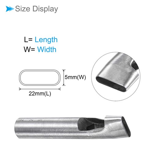 2pcs Hollow Punch, 5mm x 22mm Hole, 45# Steel Oval Shaped for Leather ...