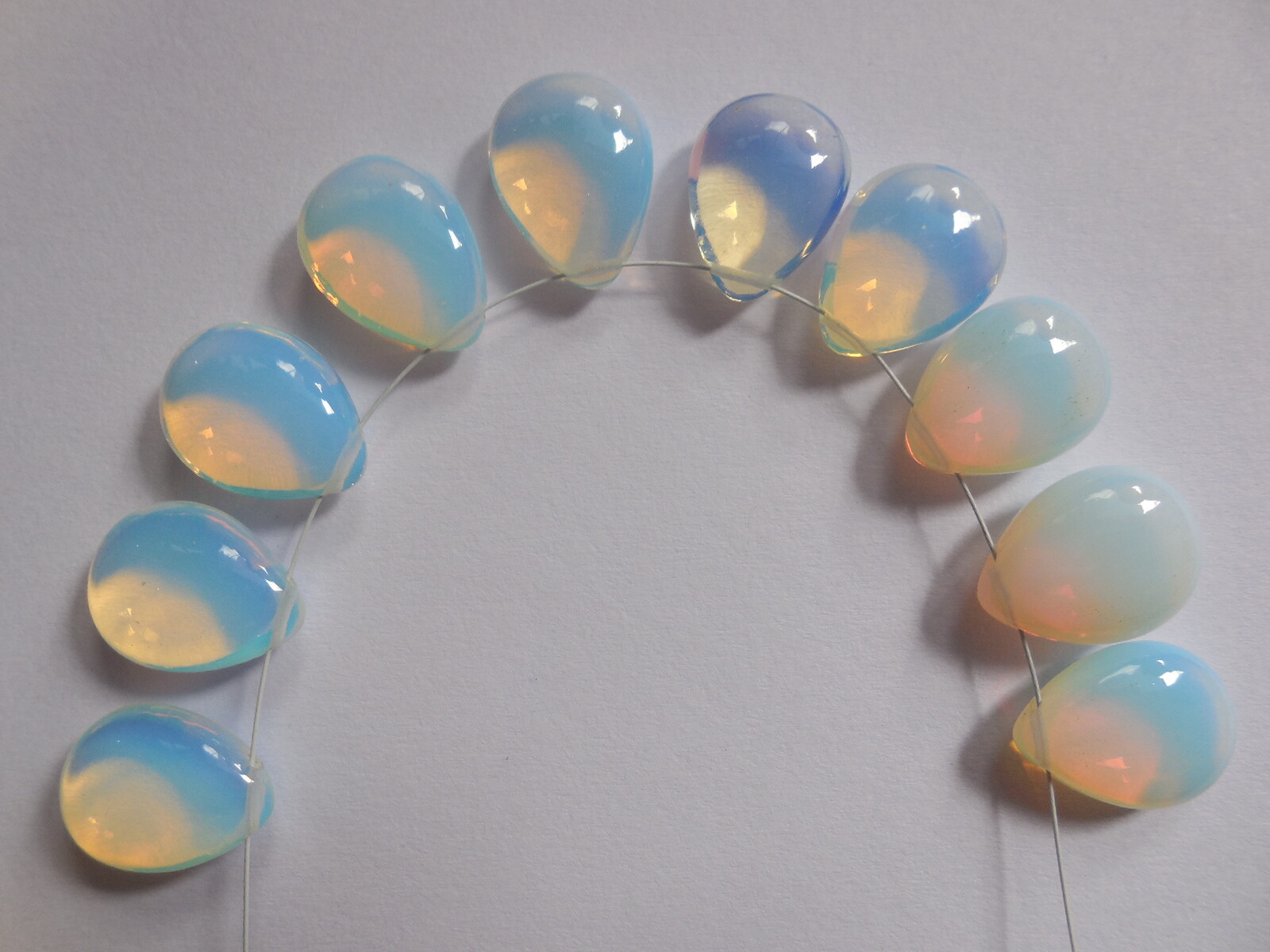 10 Pcs Chines Opallite Smooth Beads, Pear Jewelry Making Beads, Charm ...