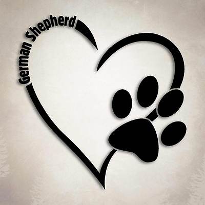 German Shepherd Dog Love Decal Paw Heart Sticker Car Puppy Animal ...