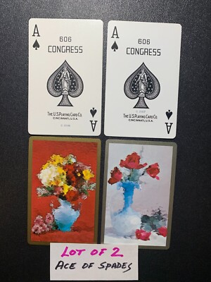 Swap Cards FLORAL ACE OF SPADES Cel - U - Tone Finish GOLD & SILVER ...