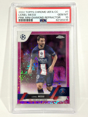 2022-23 Topps Chrome UCL PSG Lionel Messi Pink Mini-Diamond /175 PSA ...