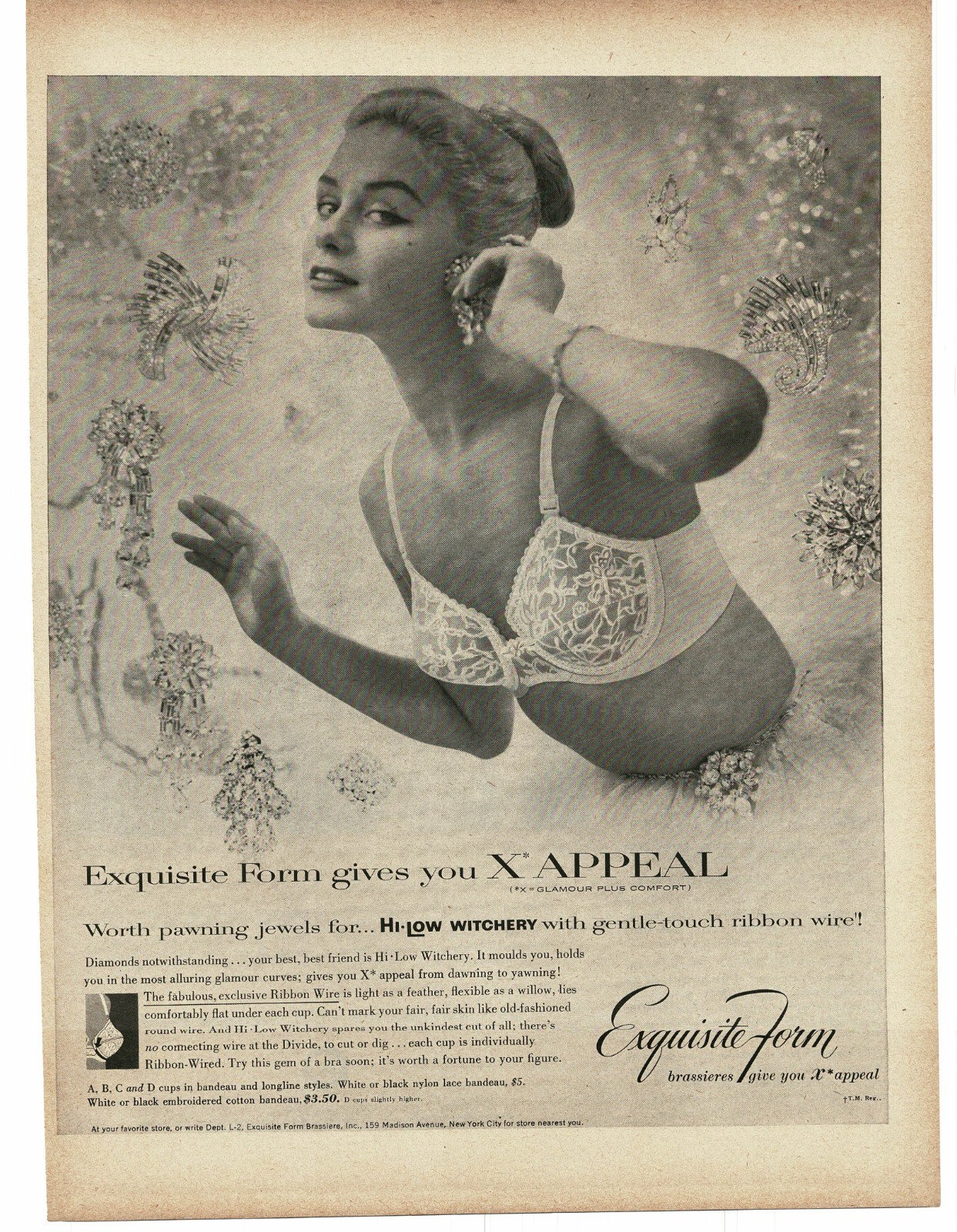 1956 Exquisite Form Hi-Low Witchery Bras give you X Appeal Vintage ...