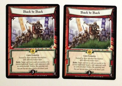 Back to Back (2) L5R Legend of the Five Rings CCG Drums of War DoW | eBay