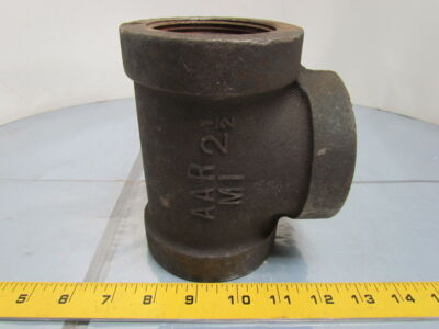 Grinnell 2-1/2" NPT Malleable Iron Black Pipe Tee Class 300 Extra Heavy ...