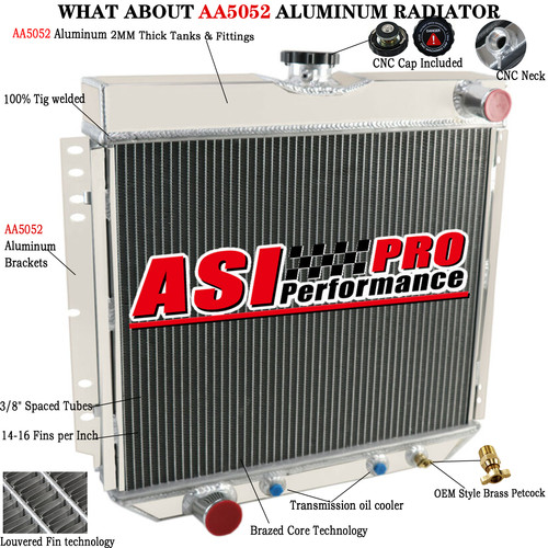 4 Row Aluminum Radiator for 1966-1970 67 68 69 Ford Mustang Falcon ...