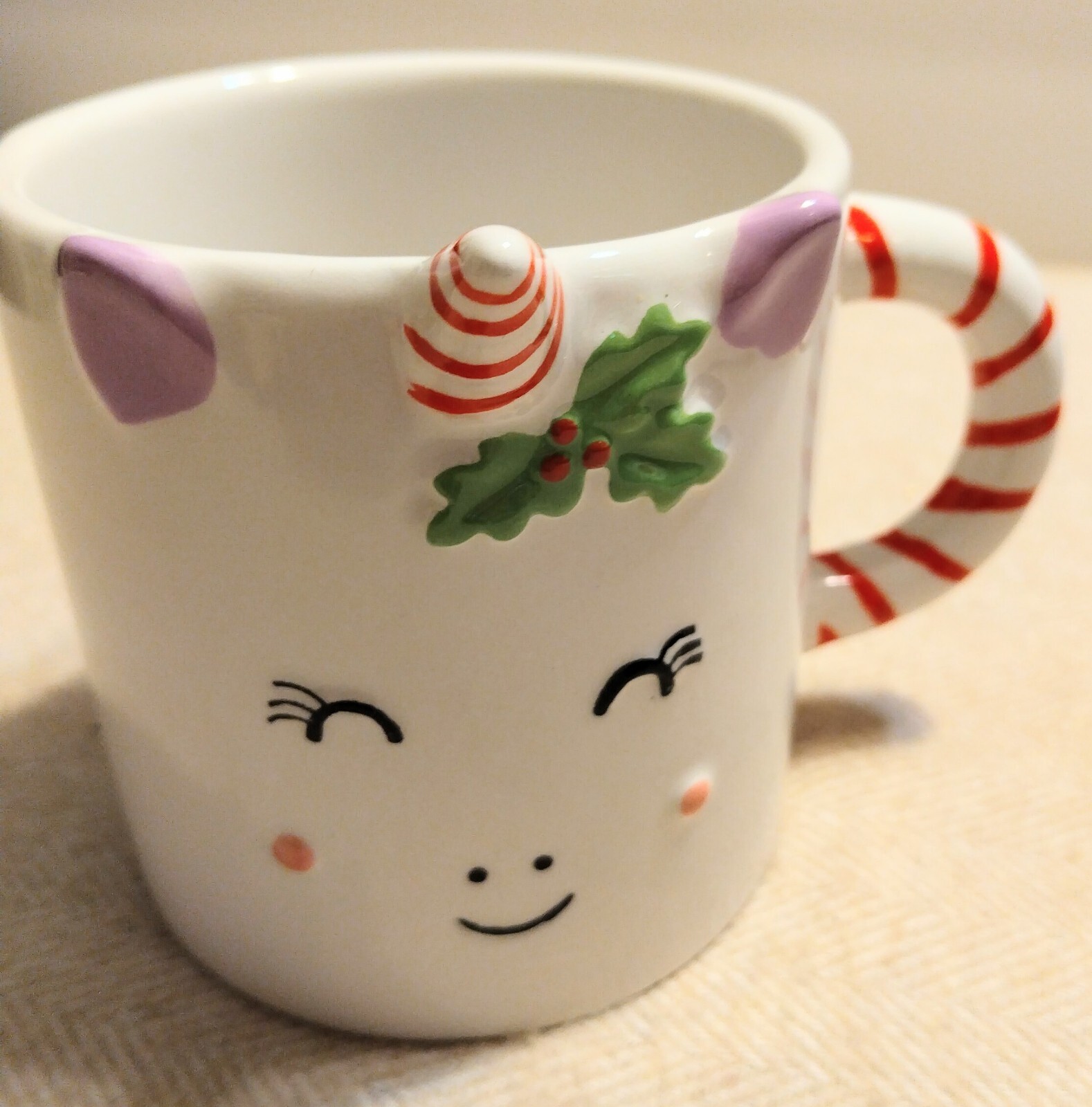 Unicorn Christmas Mug Candy Cane Horn And Handle Hot Cocoa Cider ...