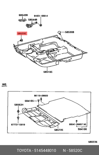 Genuine OE clip for front floor carpet, 5145448010 for TOYOTA 51454 ...