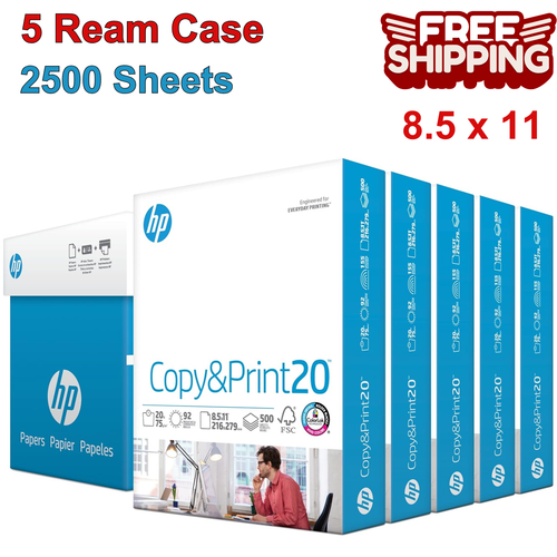 HP Printer Paper 8.5x11 Paper Copy &Print 20lb, 5 Ream Case -2500 ...
