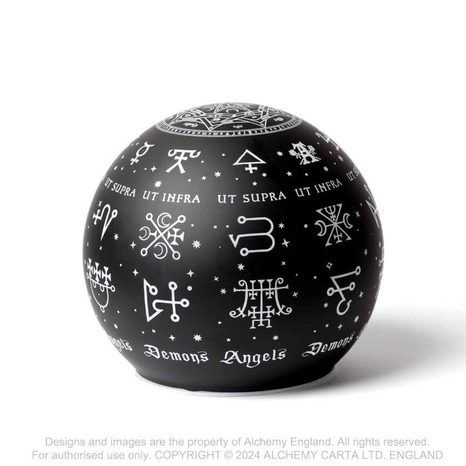 Alchemy Gothic Angels & Demons Sigils Globe LED Light Etched Black ...