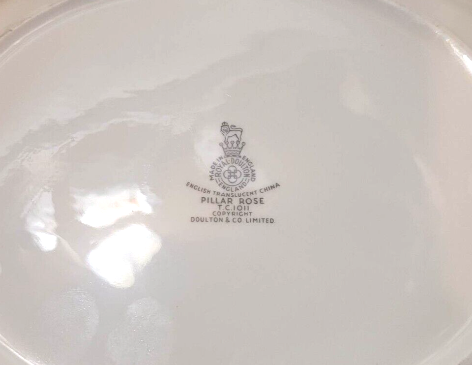 ROYAL DOULTON PILLAR ROSE GRAVY BOAT & STAND BONE CHINA ENGLAND PINK ...