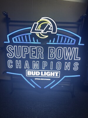 New LA RAMS Super Bowl Champions Bud 24" Light LED Neon Sign Man Cave ...