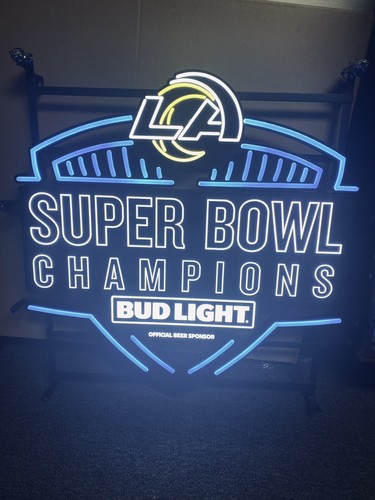 New LA RAMS Super Bowl Champions Bud 24" Light LED Neon Sign Man Cave ...