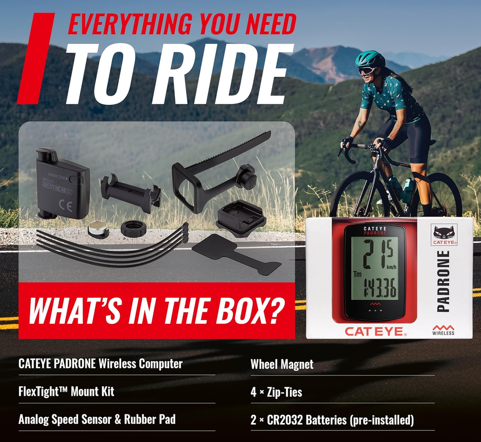 Padrone Wireless Bike Computer – Oversized Display Cyclocomputer ...