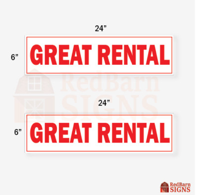 Great Rental 6"x24" REAL ESTATE RIDER SIGNS Double Sided 2PK - Visible ...