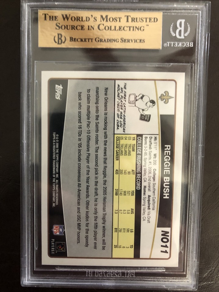 2006 Topps Team Sets Reggie Bush ROOKIE Card BECKETT TRUE Mint PSA 9.5 ...