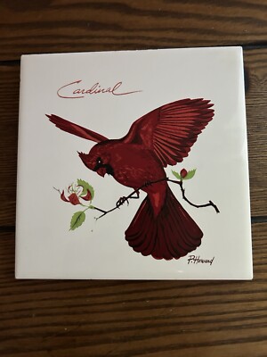 Vintage Red Cardinal Tile Trivet signed P. Howard “6x6” Bird | eBay