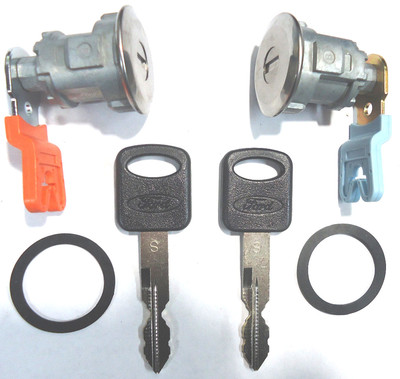 Ford Replacement 2 (Pair) Door Key Lock Cylinder Set W/2 Ford OEM Logo ...