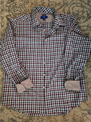 Egara Men's XL Slim Fit Button Up Long Sleeve Shirt Non-Iron Blue/Red ...