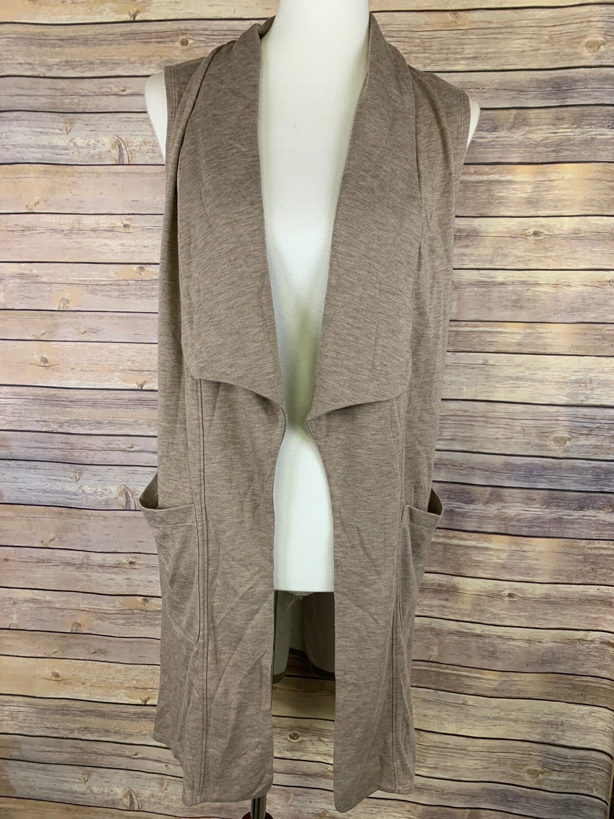 Max Studio Small Open Front Vest Duster Length Waterf… - Gem