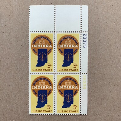 Indiana State - MNH - 1960's - US Stamps Plate Block Of 4 - Memorabilia ...