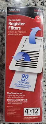 Electrostatic 90 Day Register Vent Filters HVAC DEFLECTO 12 Pack 4x12 ...