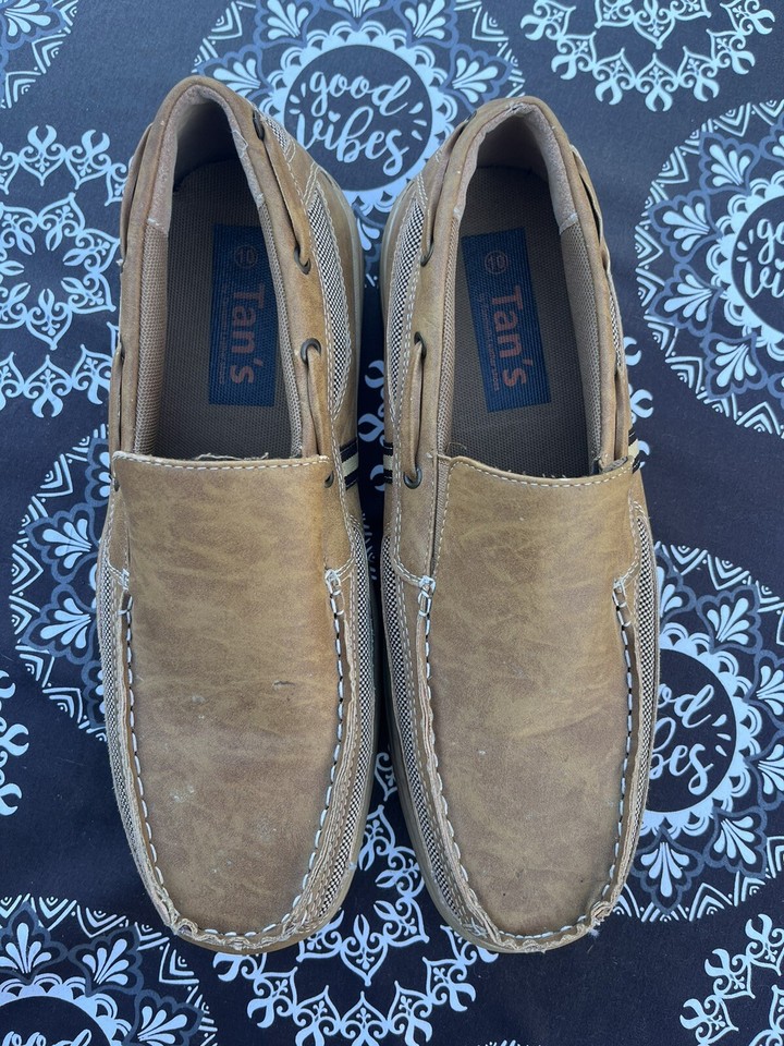 Mens Tans Tansmith Slip-on loafer Shoes Size 10 Synthetic Leather Boat ...