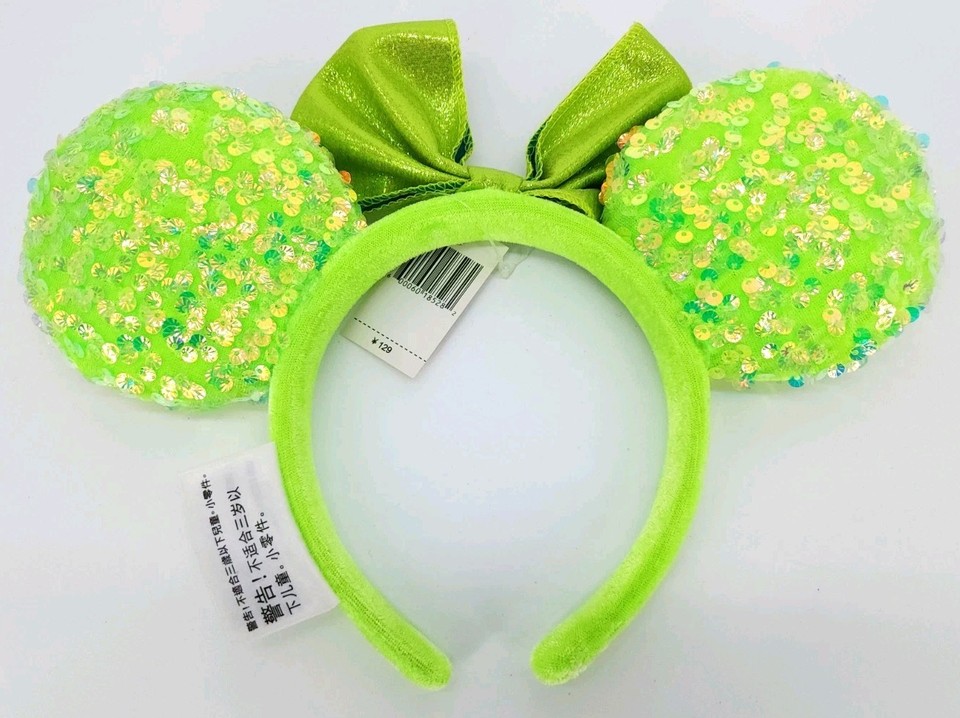 Authentic Disney 2025 Tinker Bell Green Minnie Ear Headband Shanghai ...