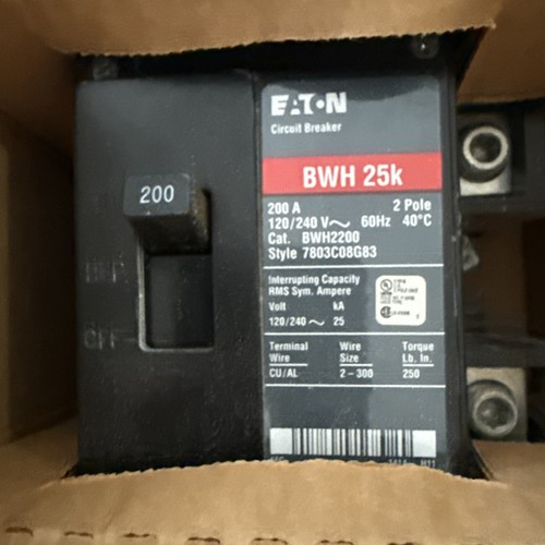 EATON BWH2200 200 Amp 2 Pole 25k Main Circuit Breaker | eBay