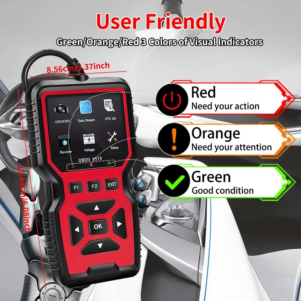 V519 Car OBD2 Scanner Diagnostic Tool, Code Reader, Car Voltage Tester ...