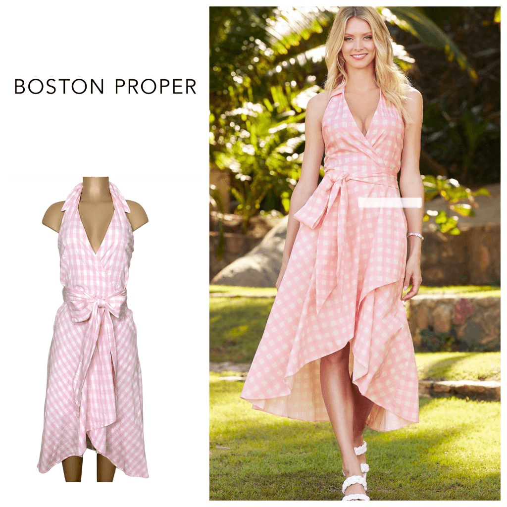 New. Boston Proper pink gingham check dress. S/4. Retail $149 | eBay
