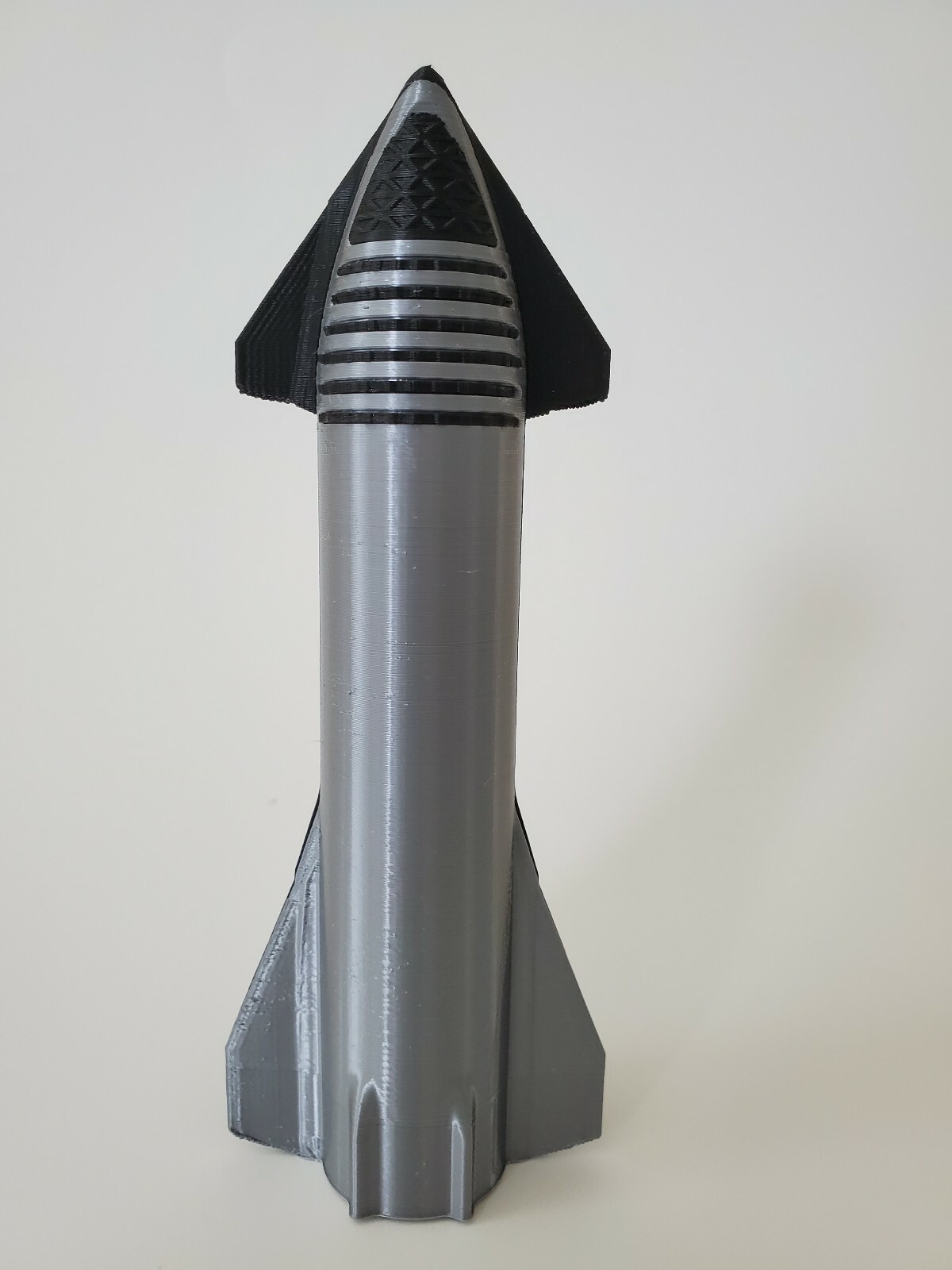 3D Printed SpaceX Starship Model (7" Height) Silky Silver & Black. 1: ...