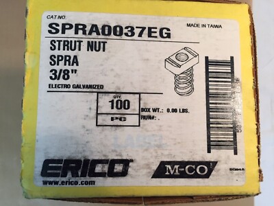 Erico SPRA0037EG, 3/8" Strut Nut, Electro Galvanized, Box of 100 | eBay