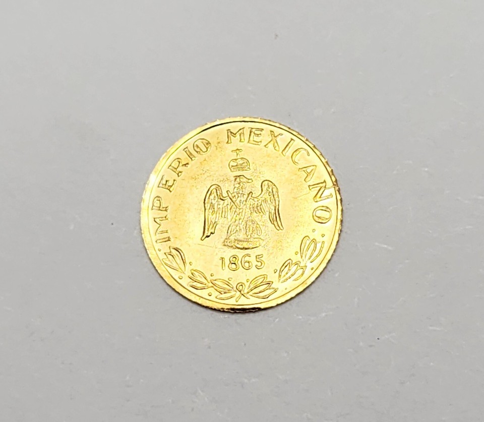 1865 Imperio Mexicano Maximiliano I de Mexico Wedding Token Small Gold ...