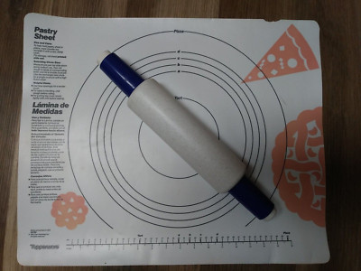 Tupperware 16" Fill & Chill Rolling Pin Speckled Gray & Blue w/ Pastry ...