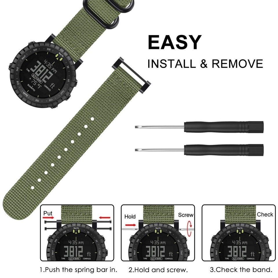 For Suunto Core Watch Band Premium Woven Nylon Sport Strap with Metal ...