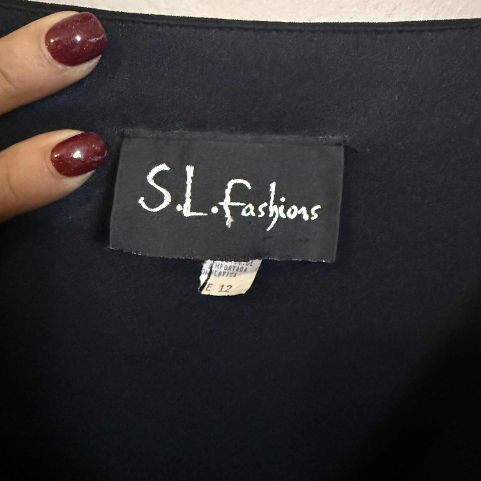 Black Fringe Cocktail Dress Wom Sz 12 Holiday Party Evening Vintage S.L ...