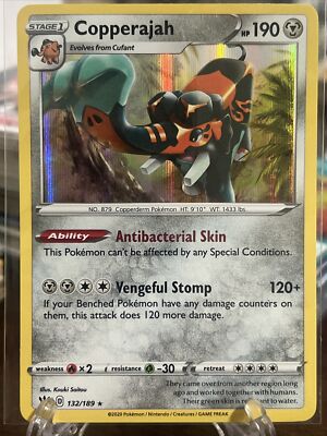 Copperajah 132/189 Holo Rare SWSH Darkness Ablaze Pokemon TCG Card ...