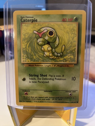 Pokémon TCG Caterpie Base Set 45/102 Regular Unlimited Common Lightly ...
